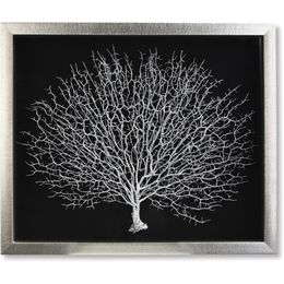Wanddekoobjekt CASABLANCA BY GILDE "Wandobjek "Lebensbaum", silber (schwarz, silberfarben), B:60cm H:50cm T:4,5cm, Glas, Holz, Wanddekoobjekte