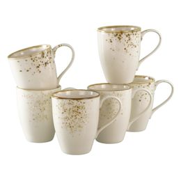 Becher Creatable "Nature Collection Creme, Kaffeebecher 6-tlg", beige, B:8,5cm H:11cm &Oslash;:8,5cm, Steinzeug, Trinkgef&auml;&szlig;e, Becher, Naturverbundenes Design, Einzigartige Oberfl&auml;che