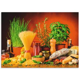 K&uuml;chenr&uuml;ckwand Artland "Mediterranes und italienisches Essen", bunt, B:70cm H:50cm, Aluminium, Spritzschutzw&auml;nde, Alu Spritzschutz mit Klebeband, einfache Montage