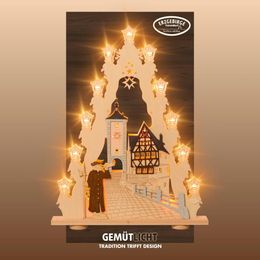 LED Lichterbogen Weigla "Rothenburg ob der Tauber, Holz Lichterspitze, Fachwerk,Made in Germany", braun (natur, braun, schwarz), B:52cm H:67cm T:6cm, Holzwerkstoff, Schwibb&ouml;gen, Erzgebirge garantiert, Weihnachtsdeko Innen, Weihnachtsbeleuchtung