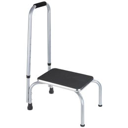 Klapptritt Maximex "Secura", grau, B:26,5cm H:98cm, Metall, Leitern, mit Haltegriff, vier rutschfeste Gummif&uuml;&szlig;e, Trittoberfl&auml;che in Schwarz