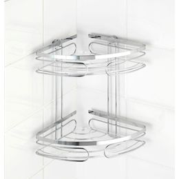 Eckregal Wenko "Premium", silber (gl&auml;nzend), B:19cm H:27,5cm T:26,5cm, Edelstahl, Regale, Eckregal, 2 Etagen