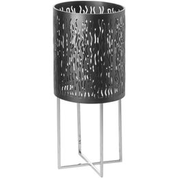 Bodenwindlicht Fink "BACCUS", silber (schwarz, silberfarben), H:63cm &Oslash;:27cm, Edelstahl, Eisen, Kerzenhalter, Kerzenhalter, Dekoobjekt, schwarz pulverbeschichtet