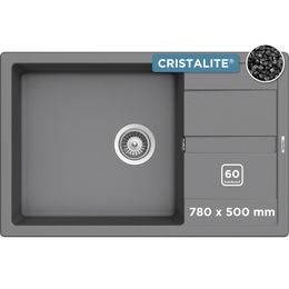 Granitsp&uuml;le Schock "Manhattan D-100LS", grau (croma), B:78cm H:30,4cm T:50cm, Domogranit, K&uuml;chensp&uuml;len