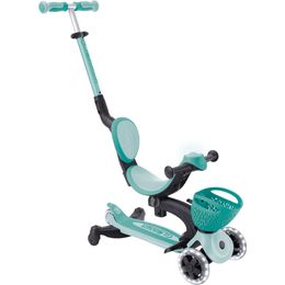 Tretroller Globber "GO-UP BABY 360 LIGHTS, mit Leuchtrollen und Leuchtmodul", mint, Roller, KinderB:30cm L:75cm, Aufsitzrad, Laufrad und Scooter in Einem, B:30cm L:75cm