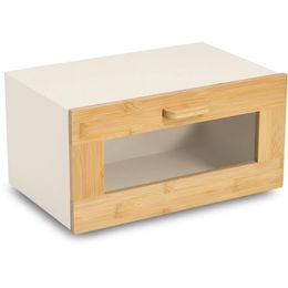 Brotkasten zeller PRESENT "m. Klappe", beige, B:23,3cm H:19,5cm L:36cm, Bambus, Metall, Lebensmittelaufbewahrungsbeh&auml;lter, Brotkasten, pflegeleicht, Sichtfenster