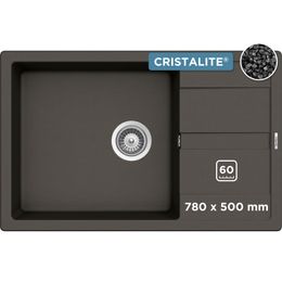 Granitsp&uuml;le Schock "Manhattan D-100LS", grau (asphalt), B:78cm H:30,4cm T:50cm, Domogranit, K&uuml;chensp&uuml;len