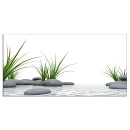 K&uuml;chenr&uuml;ckwand Artland "3 D Steine", wei&szlig;, B:100cm H:50cm, Aluminium, Spritzschutzw&auml;nde, Alu Spritzschutz mit Klebeband, einfache Montage