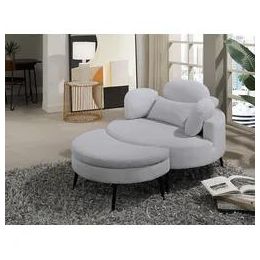 Loveseat OTTO HOME "Riko Sessel, B: 110 cm, Sitzh&ouml;he: 44 cm", hellgrau, B:110cm H:84cm T:110cm, 100%PES, Sessel, XXL- Sessel, mit Stauraumhocker, R&uuml;ckenst&uuml;tze & 4 Zierkissen