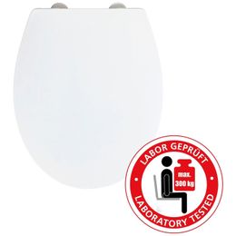 WC-Sitz Wenko "Ostuni", wei&szlig;, B:37cm L:44,5cm, Edelstahl, Thermoplast, WC-Sitze, Thermoplast, belastbar mit 300 kg, mit Absenkautomatik