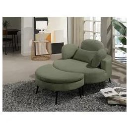 Loveseat OTTO HOME "Riko Sessel, B: 110 cm, Sitzh&ouml;he: 44 cm", gr&uuml;n, B:110cm H:84cm T:110cm, 100%PES, Sessel, XXL- Sessel, mit Stauraumhocker, R&uuml;ckenst&uuml;tze & 4 Zierkissen