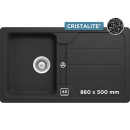 Granitsp&uuml;le Schock "COMO D-100", schwarz (onyx), B:86cm H:29,8cm T:50cm, Domogranit, K&uuml;chensp&uuml;len
