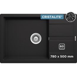 Granitsp&uuml;le Schock "Manhattan D-100LS", schwarz (onyx), B:78cm H:30,4cm T:50cm, Domogranit, K&uuml;chensp&uuml;len