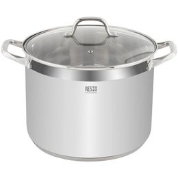 Kochtopf RESTO KITCHENWARE "Libra, Topf energiesparend und sp&uuml;lmaschinenfest", silberfarben, B:28cm H:22,5cm L:38,5cm &Oslash;:28cm, T&ouml;pfe, Fleischtopf Kochtopf, Induktion, f&uuml;r alle Herdarten geeignet mit hitzebest&auml;ndigem Glasdeckel