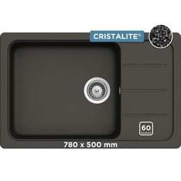 Granitsp&uuml;le Schock "Formhaus D-100LS", grau (asphalt), B:78cm H:29,9cm T:50cm, Domogranit, K&uuml;chensp&uuml;len, für kleine Küchen