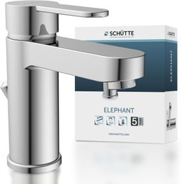 Sch&uuml;tte Waschtischarmatur SCH&Uuml;TTE "ELEPHANT", grau (chrom), B:5,5cm H:16cm T:15,5cm, Kunststoff, Messing, Metall, Armaturen, inkl. Exzenter, Marken-Mischd&uuml;se, leichte Montage