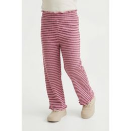 Jerseyhose KIDS Only "KMGMAUDE LIFE STRIPE WIDE PANT JRS NOOS", M&auml;dchen, Gr. 110, N-Gr, sea pink stripes:mauve wine, Jersey, Obermaterial: 66% Polyester, 30% Viskose, 4% Elasthan, weit normal, Hosen Jerseyhose