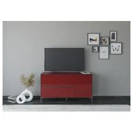 Lowboard "Reno", graphit schwarz matt lack, glas bordeauxrot glanz, B:137cm H:77cm T:42cm, Glas, Holzwerkstoff, SET ONE BY Musterring, Sideboards, Lowboard, Mit Winkelfu&szlig; in diversen Farben, 77 cm H&ouml;he & Farbauswahl