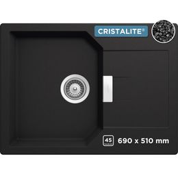 Granitsp&uuml;le Schock "Lucca", schwarz, B:69cm H:30,5cm T:51cm, Domogranit, K&uuml;chensp&uuml;len