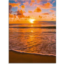 Glasbild Artland "Sonnenuntergang am Strand", orange (farbe bild(er): orange), B:60cm H:80cm, Bilder, in verschiedenen Gr&ouml;&szlig;en
