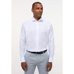 Langarmhemd Eterna "MODERN FIT", Herren, Gr. 45, Normalgr&ouml;&szlig;en, wei&szlig;, Twill, 59% Baumwolle, 41% Leinen, tailliert, Manschette, Hemden, EASY IRON (b&uuml;gelleicht)