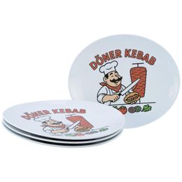 Speiseteller Creatable "Gourmet, Kebabteller 4-tlg.", wei&szlig;, B:26cm H:2,5cm L:30,5cm, Porzellan, Speiseteller, Speiseteller, Teller Set, Zeitlos, Hochwertiges Porzellan