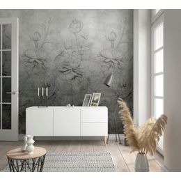 Fototapete marburg "Erupting Flower", grau, B:1,59m L:2,7m, Vlies, Tapeten, moderne Vliestapete f&uuml;r Wohnzimmer Schlafzimmer K&uuml;che