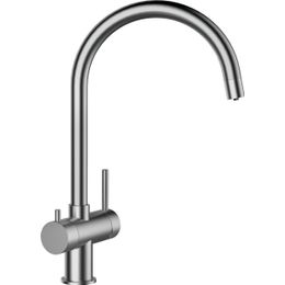 K&uuml;chenarmatur Schock "Ares", grau (edelstahl), B:21,4cm H:36cm &Oslash;:5cm, Edelstahl, Armaturen, Hochdruck, Festauslauf, Filterwasser, Schwenkbereich 360