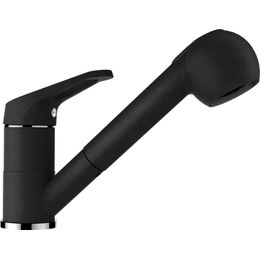 K&uuml;chenarmatur Schock "Armatur Cosmos SB", grau (anthrazit), B:19,7cm H:17,8cm &Oslash;:4,9cm, Messing, Armaturen, ausziehbarer Auslauf, Strahl-Brausefunktion