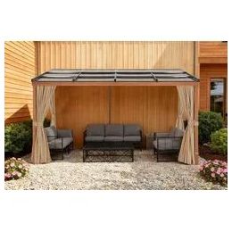 Anbaupavillon Konifera "Bilbao, Terrassen&uuml;berdachung", braun (braun, braun), B/H/T: 360cm x 240cm x 252cm, Pavillons, verschiedene Ma&szlig;e, ohne Seitenteile