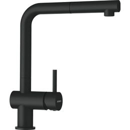 K&uuml;chenarmatur Schock "EPOS SB", schwarz (magma), B:21,5cm H:31cm &Oslash;:5cm, Messing, Armaturen, ausziehbar, R&uuml;ckflussverhinderer,Wasserspar-Perlator, Schwenkber. 180