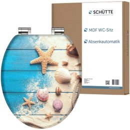 Sch&uuml;tte WC-Sitz SCH&Uuml;TTE "BEACH AND WOOD", bunt (motiv), B:37,5cm H:5,5cm L:43,5cm, MDF - Mitteldichte Holzfaserplatte, WC-Sitze, Toilettendeckel, mit Absenkautomatik