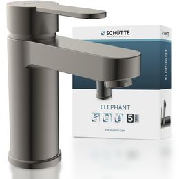 Sch&uuml;tte Waschtischarmatur SCH&Uuml;TTE "ELEPHANT", grau (graphit matt), B:5,5cm H:16cm T:15,5cm, Kunststoff, Messing, Metall, Armaturen, inkl. Exzenter, Marken-Mischd&uuml;se, leichte Montage