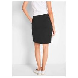 Bleistiftrock bonprix, Damen, Gr. 40/42 (M), schwarz, Web, Obermaterial: 95% Baumwolle, 5% Elasthan, gerade kniefrei, R&ouml;cke Bleistiftrock, aus weichem Sweatmaterial, mit Stretch-Anteil, Bleistift-Schnitt