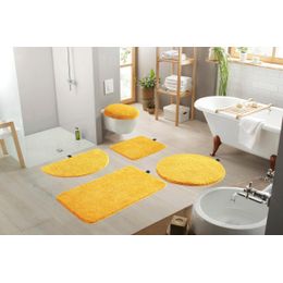 Badematte Bruno Banani "Lana, Badvorleger, Badezimmer Teppich" Gr. 11, gelb (lemon), 3-tlg. Stand-WC Set, 3 Stk., Polyacryl, Badematten, Badematte, Badteppich, Badematten, unifarben, auch als 3 teiliges Set & rund