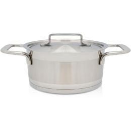 Kr&uuml;ger Bratentopf KR&Uuml;GER "Kreta", silber (edelstahlfarben), H:9cm &Oslash;:20cm, T&ouml;pfe, Bratentopf, mit Edelstahldeckel, f&uuml;r Induktions-Kochfelder geeignet