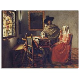 Leinwandbild Artland "Das Glas Wein. Um 1660/61", grau (farbe bild(er): grau), B:120cm H:90cm, Bilder, Leinwandbild, auf Holzrahmen gespannt