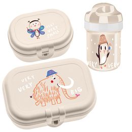 Lunchbox Koziol "VERY VERY TO GO", beige (almond), B:7,4cm H:23,4cm L:15,4cm, Kunststoff, Lebensmittelaufbewahrungsbeh&auml;lter, Lunchbox, inkl. Trinkflasche, melaminfrei, CO&sup2; neutrale Produktion