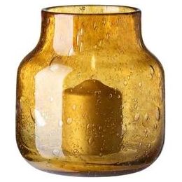 Dekovase Fink "SOLEA", amber, B:19cm H:19cm T:19cm &Oslash;:19cm, Glas, Vasen