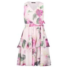 Cocktailkleid Vera Mont "Damen mit Volant", Damen, Gr. 40, Normalgr&ouml;&szlig;en, ros&eacute;, schwarz pink, Chiffon, Obermaterial: 100% Polyester. Futter: 100% Polyester, loose fit kurz, V-Ausschnitt, Kleider