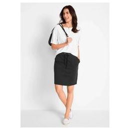 Bleistiftrock bonprix, Damen, Gr. 32/34 (XS), schwarz, Web, Obermaterial: 95% Baumwolle, 5% Elasthan, gerade kniefrei, R&ouml;cke Bleistiftrock, aus weichem Sweatmaterial, mit Stretch-Anteil, Bleistift-Schnitt