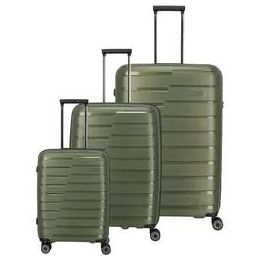 Trolleyset Travelite "AIR BASE 3-teilig Reisekoffer Hartschale", olive, Polypropylen, Koffer-Sets, mit TSA-Schloss und bruchfester Polypropylen-Schale
