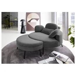 Loveseat OTTO HOME "Riko Sessel, B: 110 cm, Sitzh&ouml;he: 44 cm", dunkelgrau, B:110cm H:84cm T:110cm, 95%Polyester, 5%Polyamide, Sessel, XXL- Sessel, mit Stauraumhocker, R&uuml;ckenst&uuml;tze & 4 Zierkissen