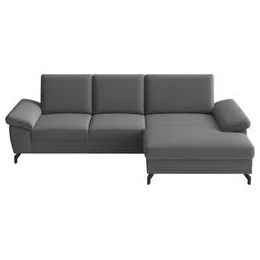Sit & More Ecksofa SIT & MORE "Chelsea L-Form, B: 264 cm, mit Armteil-& Sitztiefenverstellung", grau (dunkelgrau), B:264cm H:89cm T:174cm, 95% Polyester, 5% Polyamid, Sofas, Ecksofa, optional Schlaffunktion und Bettkasten