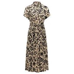 A-Linien-Kleid Ragwear "Liora Print", Damen, Gr. XS (34), Normalgr&ouml;&szlig;en, sand, Material: 100% Viskose, figurumspielend ca. Mitte Wade, Rundhals, &Auml;rmel ohne &Auml;rmelschlitz abgesteppte Kante, Kleider, Wadenlanges Kurzarmkleid mit Bindeband