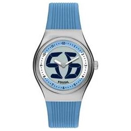 Quarzuhr Fossil "Archival Big Tic", blau, silberfarben, edelstahlfarben, Armbanduhren, Herren, Quarzuhr, Armbanduhr, Herrenuhr, Silikonarmband, analog, digital