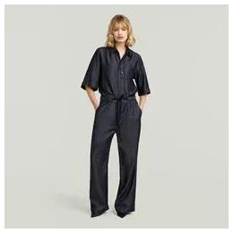 G-Star Raw Jumpsuit G-STAR "JMP Regular", Damen, Gr. S (36), N-Gr, rinsed, Web, Obermaterial: 100% Lyocell, unifarben, regular fit lang, Rundhals, abgesteppte Kante, Overalls Jumpsuit, mit Hemd-Details, Denim-Look, Regular Fit