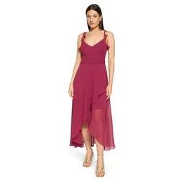 Abendkleid Vera Mont "Damen mit Volant", Damen, Gr. 32, Normalgr&ouml;&szlig;en, schwarz fuchsia, Chiffon, Obermaterial: 100% Polyester. Futter: 100% Polyester, A-Linie lang, V-Ausschnitt, Kleider Abendkleid, Wickel-Design