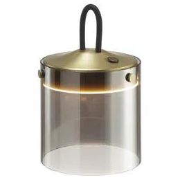 LUMICOUTURE LED Tischleuchte "Lumeo", messingfarben, rauchglas, 1, &Oslash; 13cm H: 12cm, 1 Stk., Leuchten, &Oslash; 13 cm x 12 cm, 220 lm 3000 K, Glas Metall, messingfarben Rauchglas, LED Tischleuchte