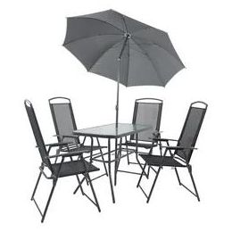 Garten-Essgruppe Vcm "5-tlg Sitzgruppe Gartenm&ouml;bel Tisch St&uuml;hle Set 110", schwarz (anthrazit), B:110cm T:55cm, Obermaterial: 100% Metall MT., Sitzm&ouml;bel-Sets